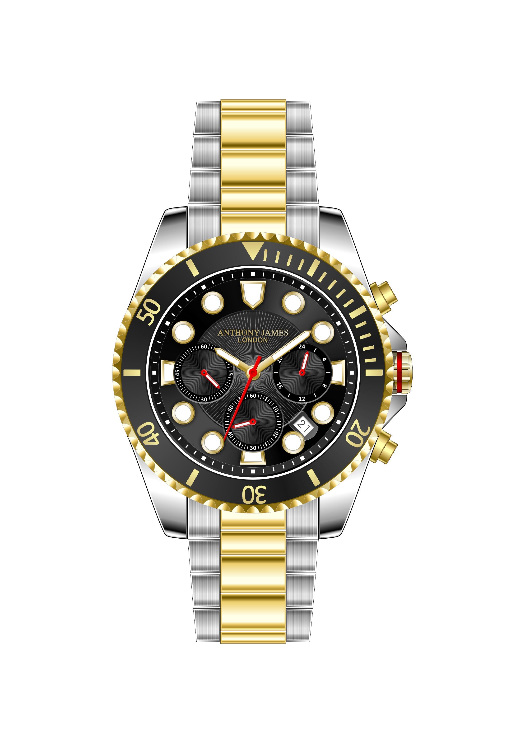 Hand Assembled Anthony James Stealth Chronograph Two Tone Black ...